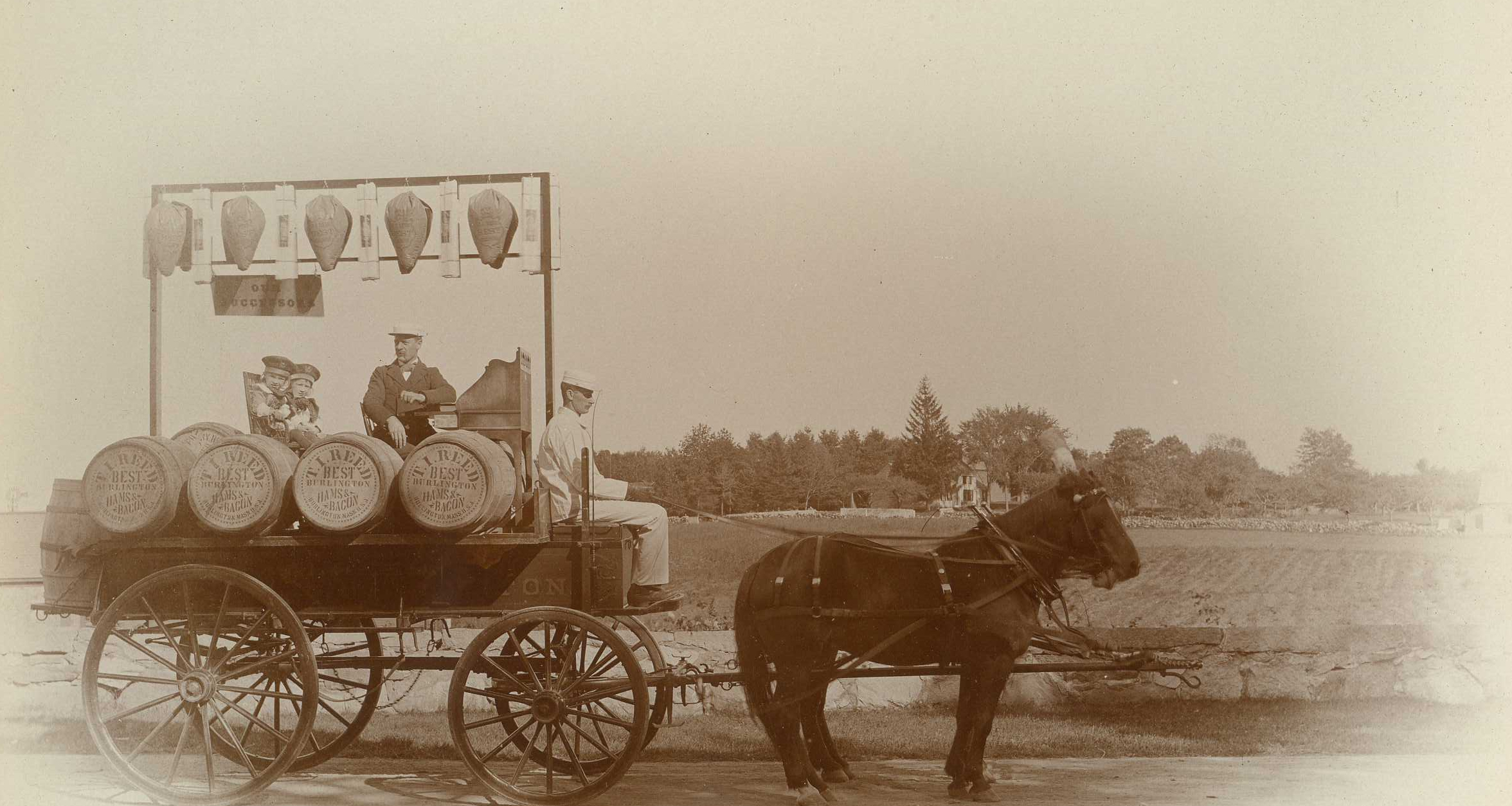 Reed Ham Works wagon with barrels – Burlington Retro